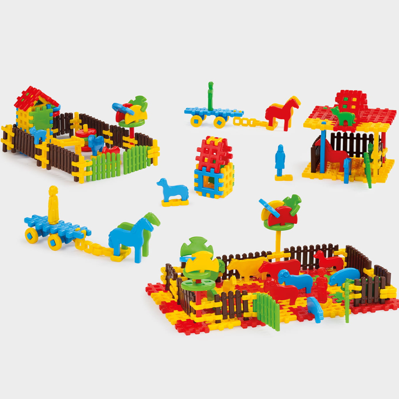 Klocki Waffle Konstrukcyjne: Wiejska zagroda - 240 elementów w kartonie